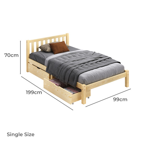 HoxtonRoom Natural Hazel Pine Wood Bed with Underbed Storage | Temple ...