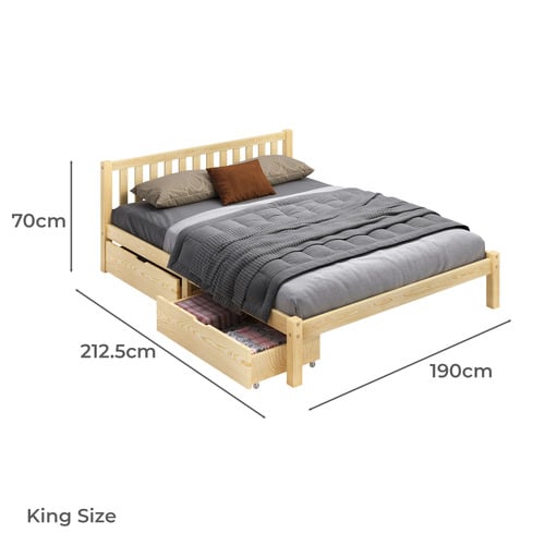 HoxtonRoom Natural Hazel Pine Wood Bed with Underbed Storage | Temple ...