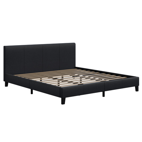 HoxtonRoom Black Kyle Upholstered Bed | Temple & Webster