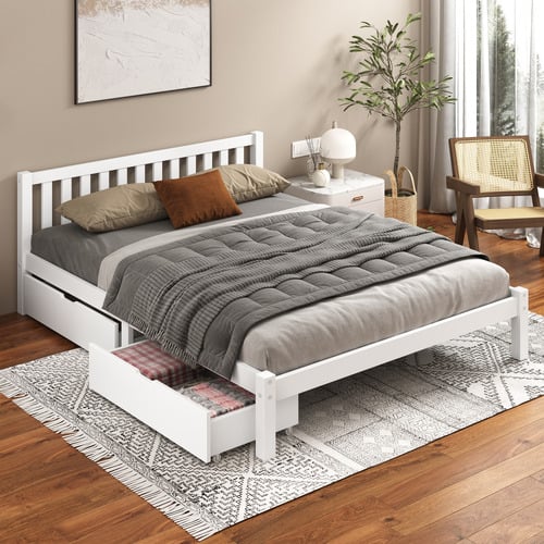 HoxtonRoom Hazel Pine Wood Bed with Underbed Storage | Temple & Webster