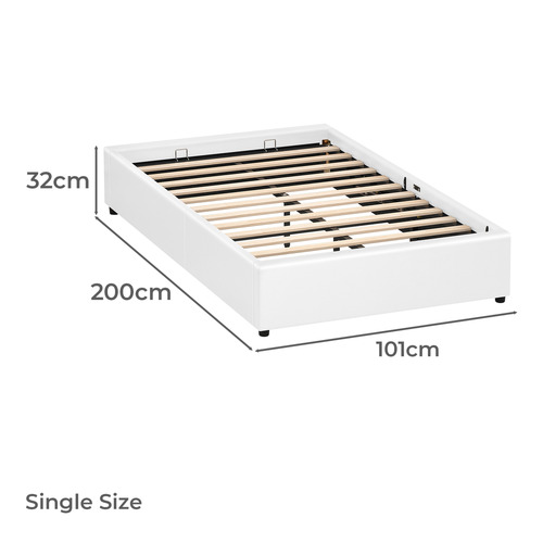 HoxtonRoom White Tiago Faux Leather Gas Lift Bed Base | Temple & Webster