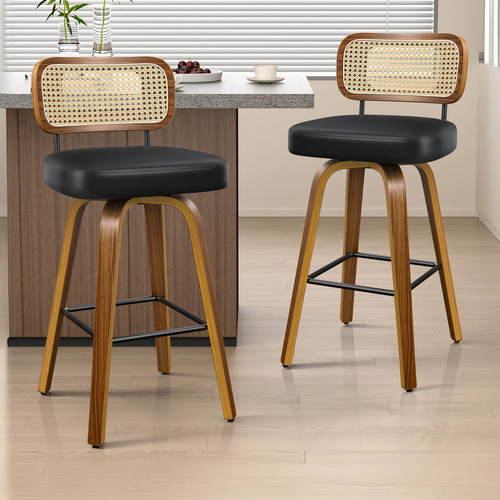 68cm Liencrest Rattan Swivel Bar Stools | Temple & Webster