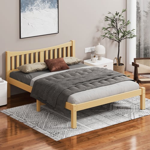 HoxtonRoom Natural Carmilla Pine Wood Bed Frame | Temple & Webster