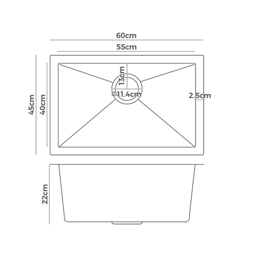 HoxtonRoom Wingrave 600mm Single Stainless Steel Kitchen Sink | Temple ...