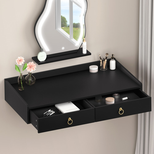 HoxtonRoom 2 Piece Audrey Floating LED Dressing Table & Stool Set ...