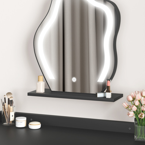 HoxtonRoom 2 Piece Audrey Floating LED Dressing Table & Stool Set ...