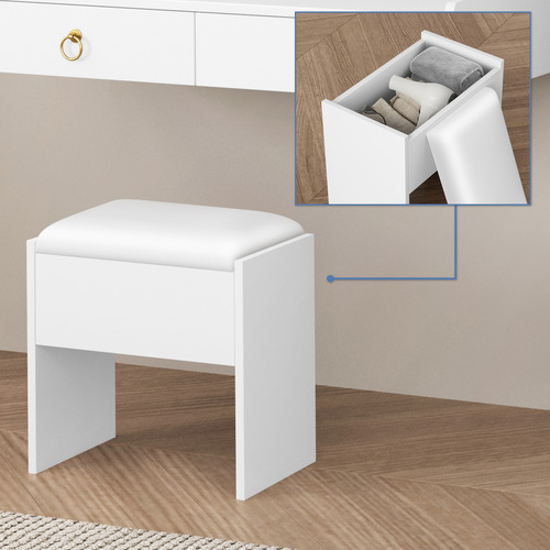 2 Piece Audrey Floating LED Dressing Table & Stool Set | Temple & Webster