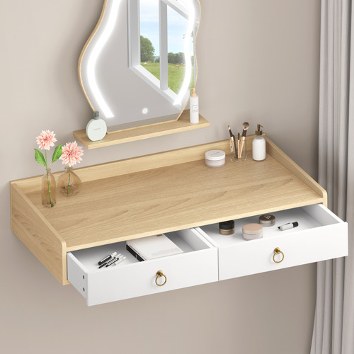 HoxtonRoom 2 Piece Audrey Floating LED Dressing Table & Stool Set ...