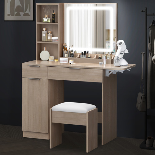 HoxtonRoom 2 Piece Sienna LED Dressing Table & Stool Set | Temple & Webster