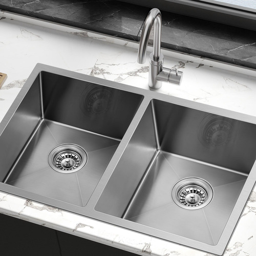 HoxtonRoom Agnes 770mm Double Stainless Steel Kitchen Sink | Temple ...