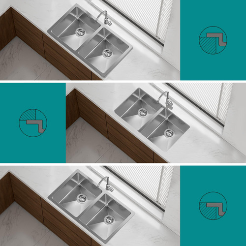 HoxtonRoom Agnes 770mm Double Stainless Steel Kitchen Sink | Temple ...