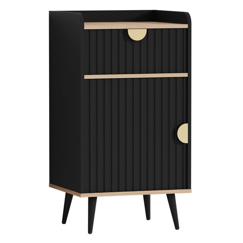 Black Bexley Ribbed Bedside Table | Temple & Webster