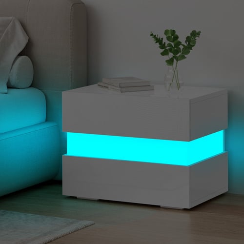 HoxtonRoom Linus 2 Drawer Bedside Table with LED Light | Temple & Webster