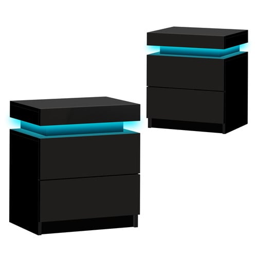 HoxtonRoom Warren 2 Drawer LED Bedside Tables | Temple & Webster