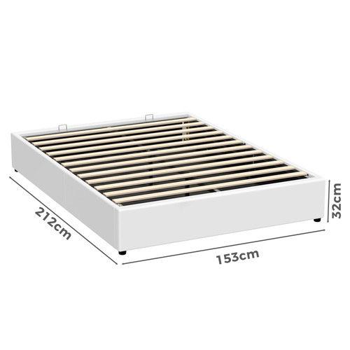 HoxtonRoom White Tiago Faux Leather Gas Lift Bed Base | Temple & Webster