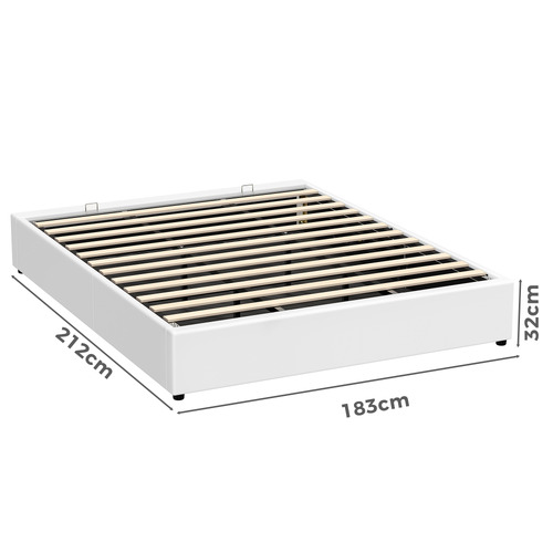 HoxtonRoom White Tiago Faux Leather Gas Lift Bed Base | Temple & Webster