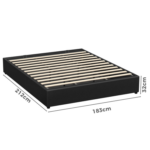 HoxtonRoom Tiago Faux Leather Gas Lift Bed Base | Temple & Webster