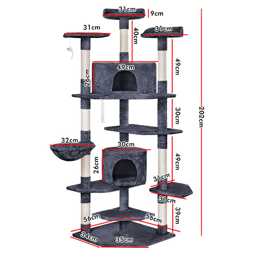Beastie 202cm Fir Wood & Plush Cat Scratching Tree | Temple & Webster