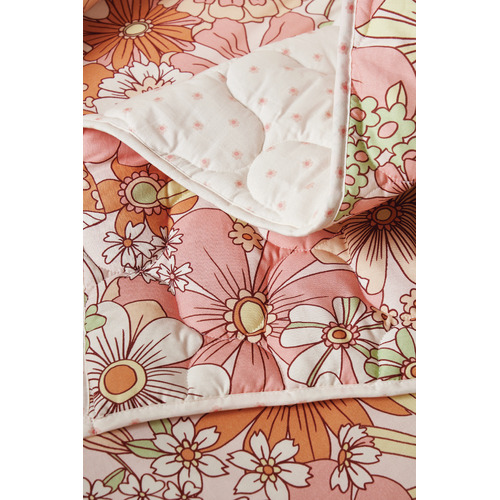 Linen House Flower Power Organic Cotton Cot Coverlet | Temple & Webster