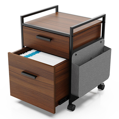 Walnut Titus 2 Drawer Mobile Pedestal | Temple & Webster