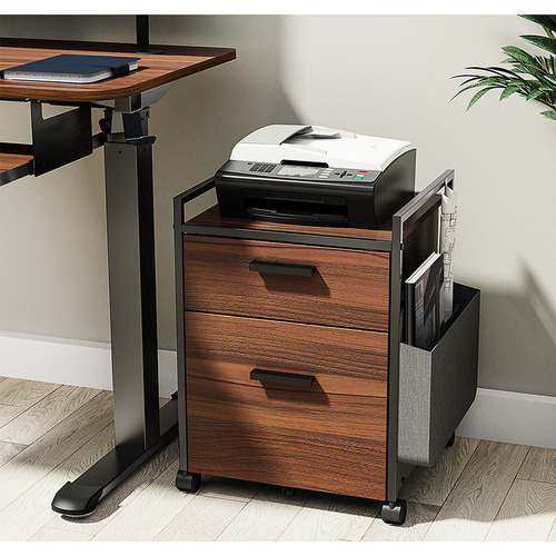 Walnut Titus 2 Drawer Mobile Pedestal | Temple & Webster