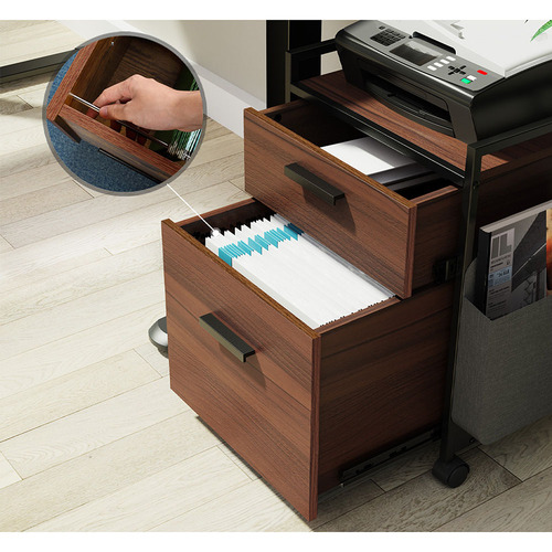 Walnut Titus 2 Drawer Mobile Pedestal | Temple & Webster