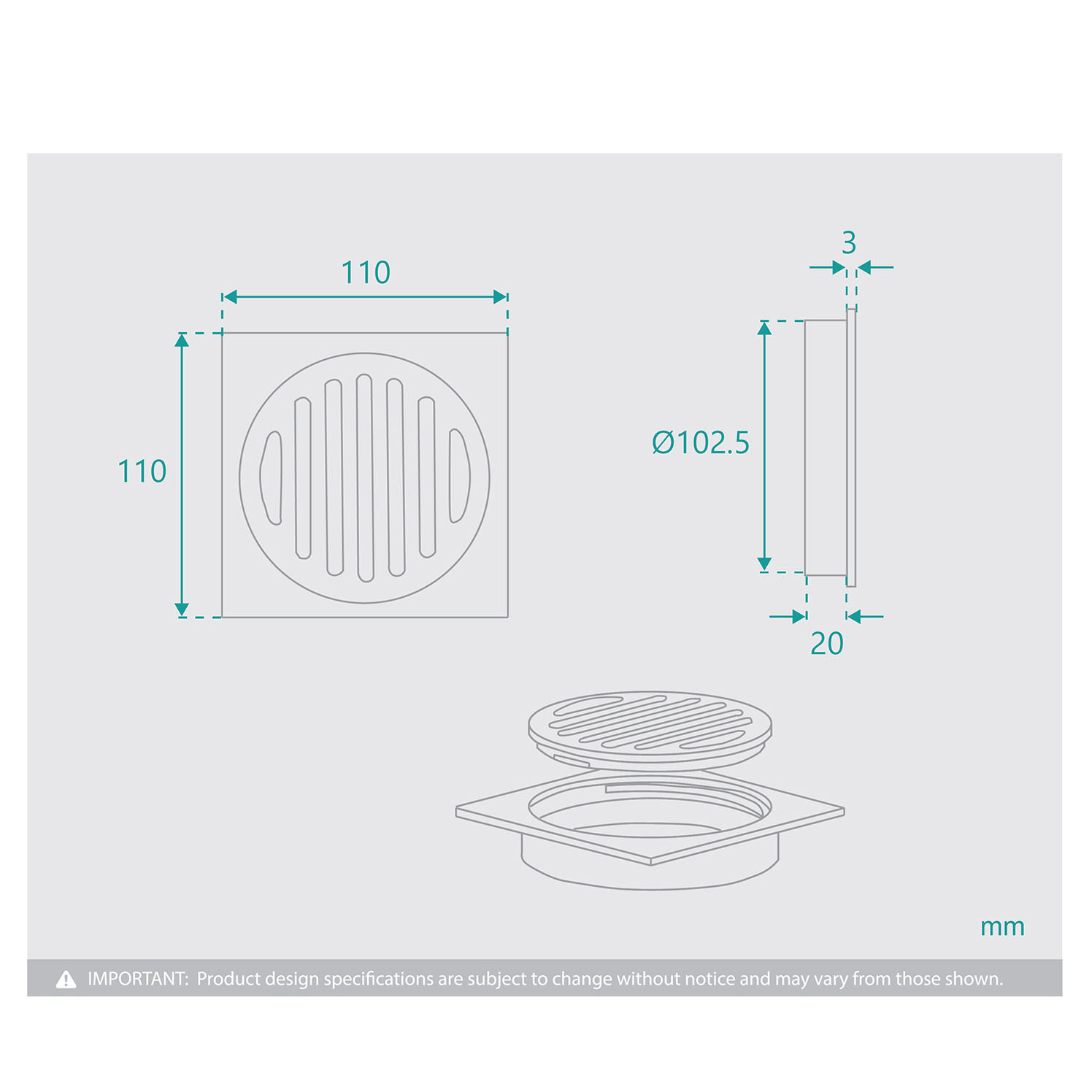 Fontaine 110mm Stainless Steel Tap Screw Floor Waste with 100mm Outlet ...