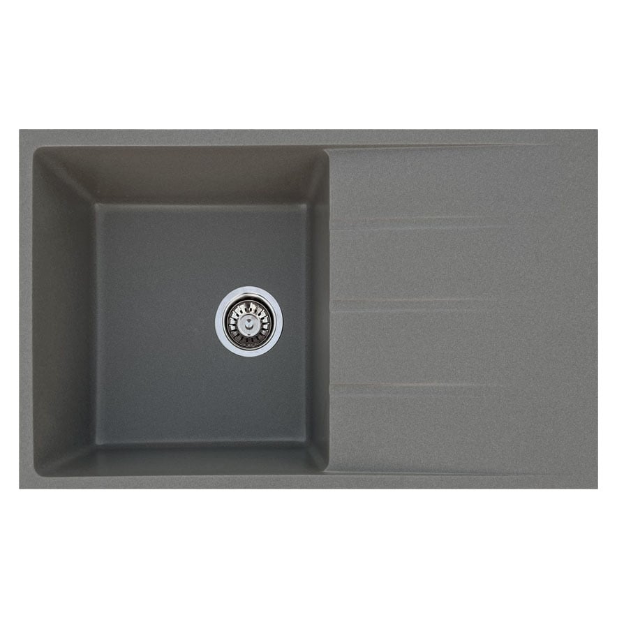 Ontario 800mm Single Granite Kitchen Sink with Drainer | Temple & Webster