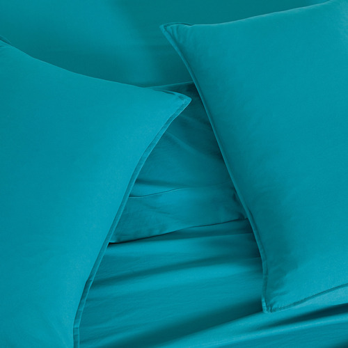 VioletteCasa Teal Brett Vintage Washed Microfibre Quilt Cover Set ...