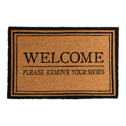 Wicka Black Oxford Welcome Shoes Coir Doormat | Temple & Webster
