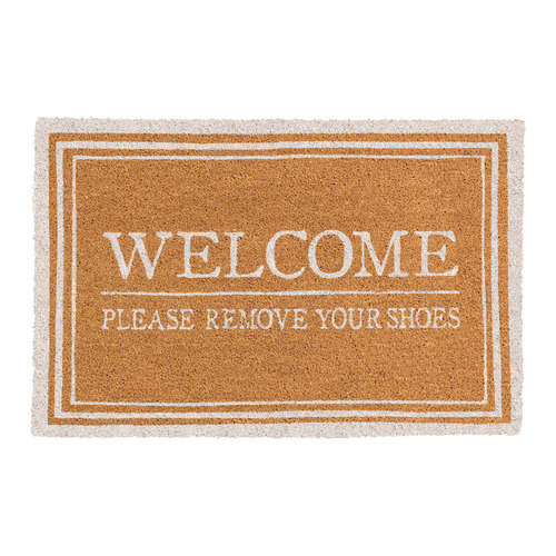 Wicka Ivory Oxford Welcome Shoes Coir Doormat | Temple & Webster