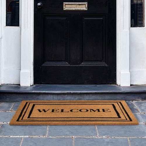 Wicka Black Polo Welcome Coir Doormat | Temple & Webster