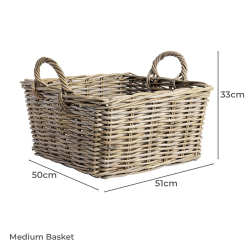 Wicka 3 Piece Chatsworth Kubu Cane Basket Set | Temple & Webster