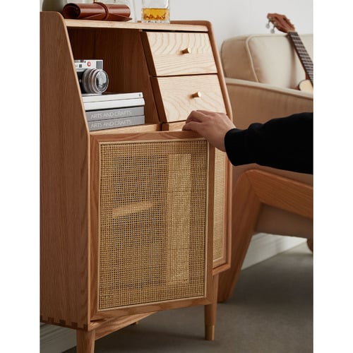Modern Collective Tyreece Oak Wood & Rattan Sideboard | Temple & Webster