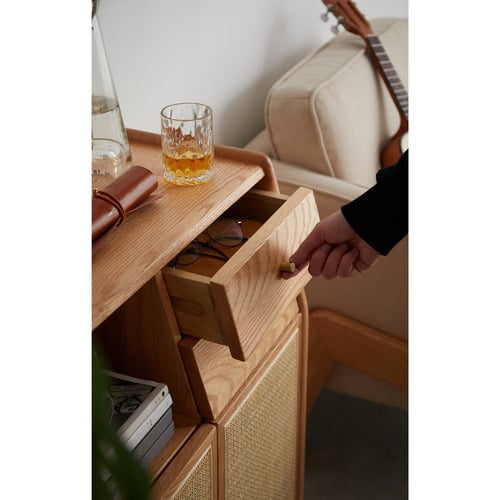 Modern Collective Tyreece Oak Wood & Rattan Sideboard | Temple & Webster