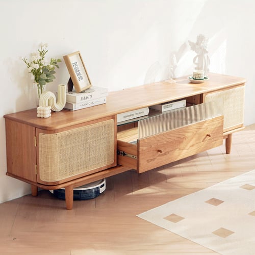Ellery American Oak Wood Entertainment Unit | Temple & Webster