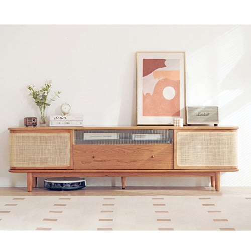 Ellery American Oak Wood Entertainment Unit | Temple & Webster