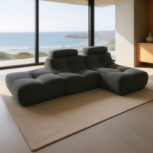 Ava 4 Seater Upholstered Modular Sofa with Chaise | Temple & Webster