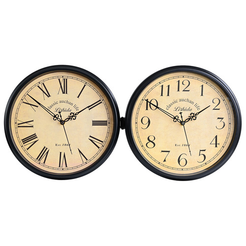 Everlit 30cm Brown Antique-Style Double Sided Wall Clock | Temple & Webster