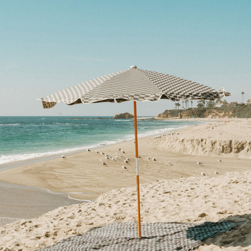 2.3m Amalfi Chequered Beach Umbrella | Temple & Webster