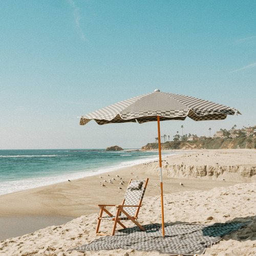 2.3m Amalfi Chequered Beach Umbrella | Temple & Webster