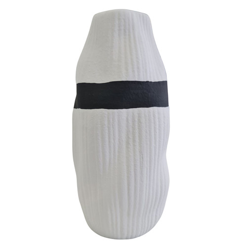 White Striped Ceramic Vase | Temple & Webster