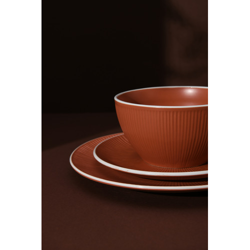 Sunday Homewares 12 Piece Matte Glaze Ribbed Dinner Set | Temple & Webster