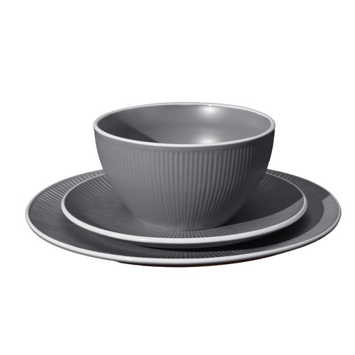 Sunday Homewares 12 Piece Matte Glaze Ribbed Dinner Set | Temple & Webster