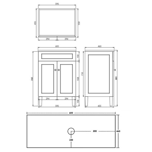 Seraphina 600mm Freestanding Single Vanity with Stone Countertop ...