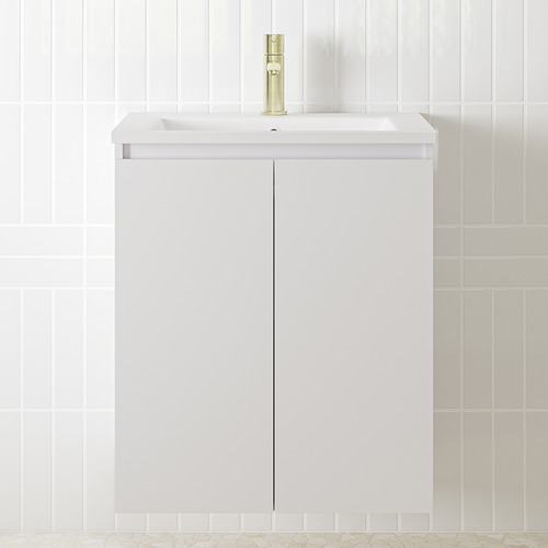 Jane Express 600mm Polar White Single Vanity with Basin | Temple & Webster
