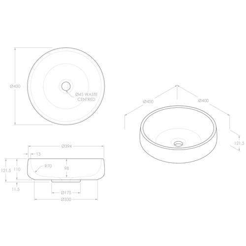 ArchitecturalDesigner Jean 400mm Matte Round Concrete Basin & Waste Set ...