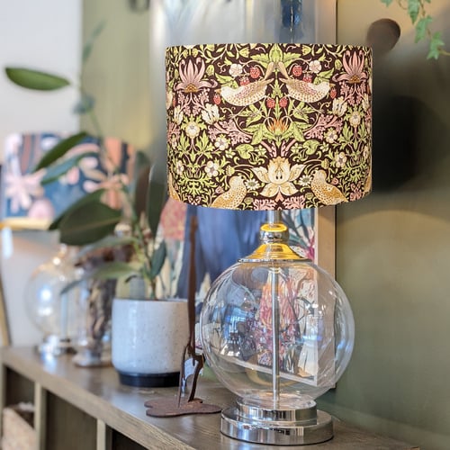 Strawberry Thief-William Morris Chocolate Cotton Lamp Shade | Temple ...