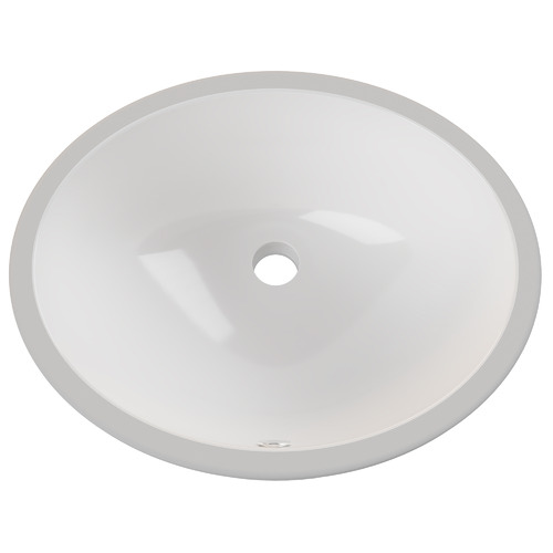 Timberline 420mm White Oval Ceramic Undermount Basin | Temple & Webster