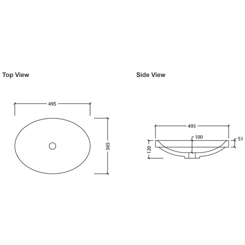 Coast 495mm Gloss White Oval Semi-inset Basin | Temple & Webster